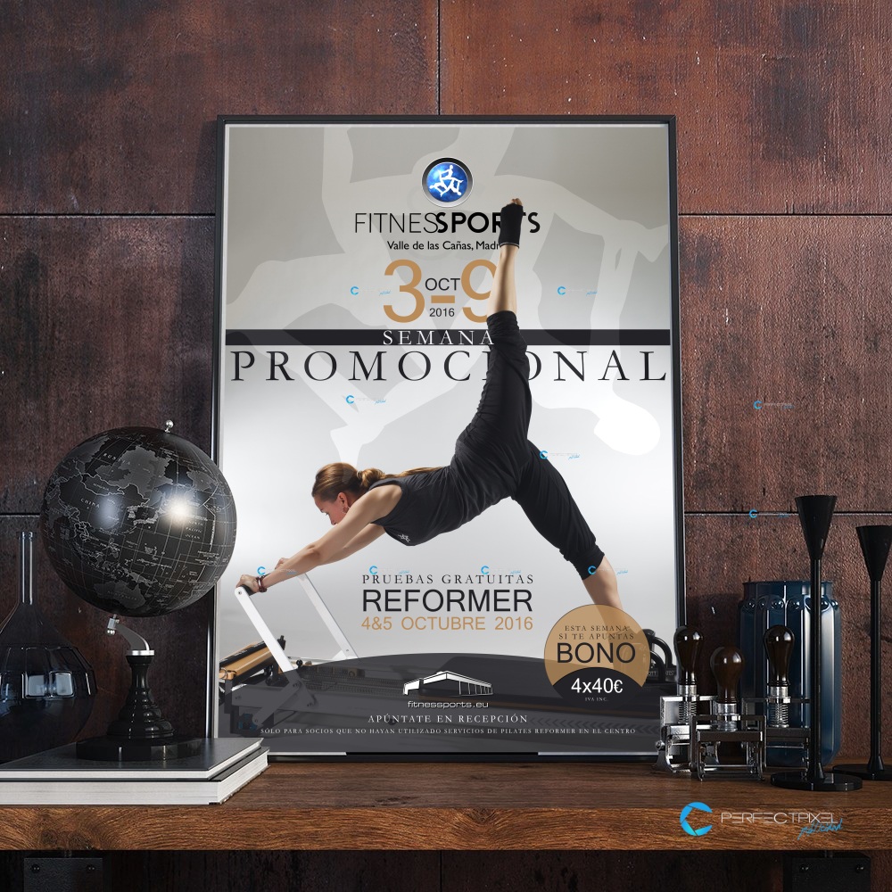 Cartel publicitario para escuela de pilates reformer - PerfectPixel ...